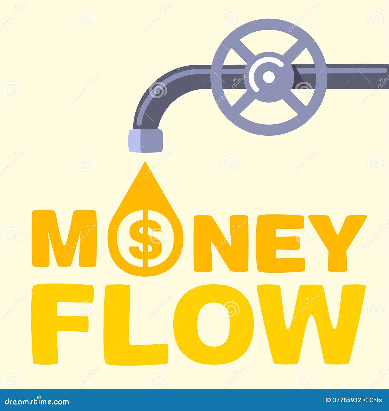 Money Flow Text Flows Out the Faucet Stock Illustration - Illustration ...