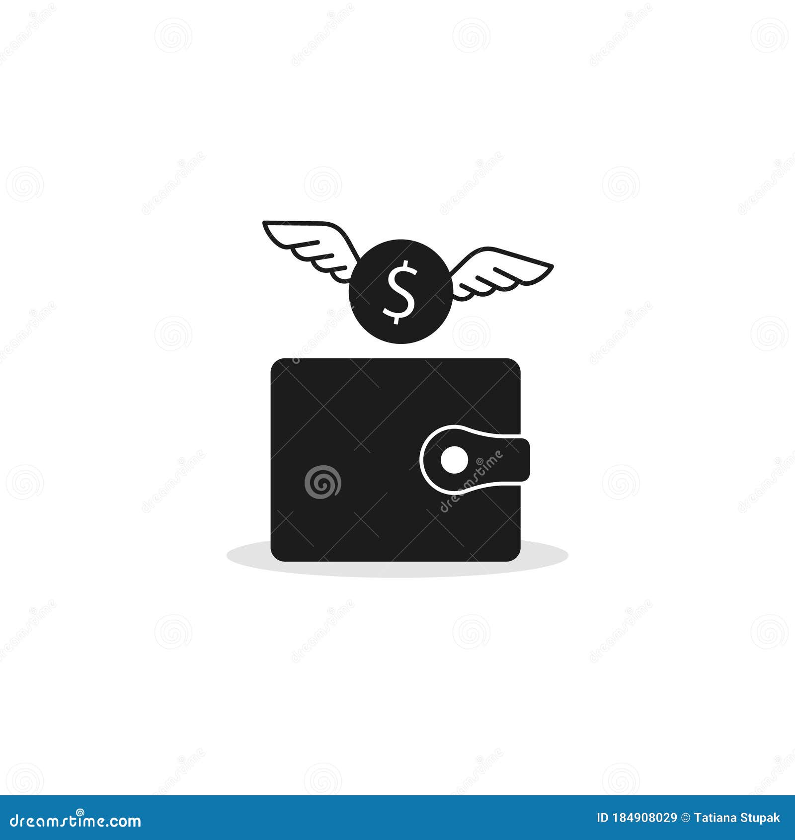 Money Fly Out of the Wallet Icon, Vector Isolated Flat Design ...