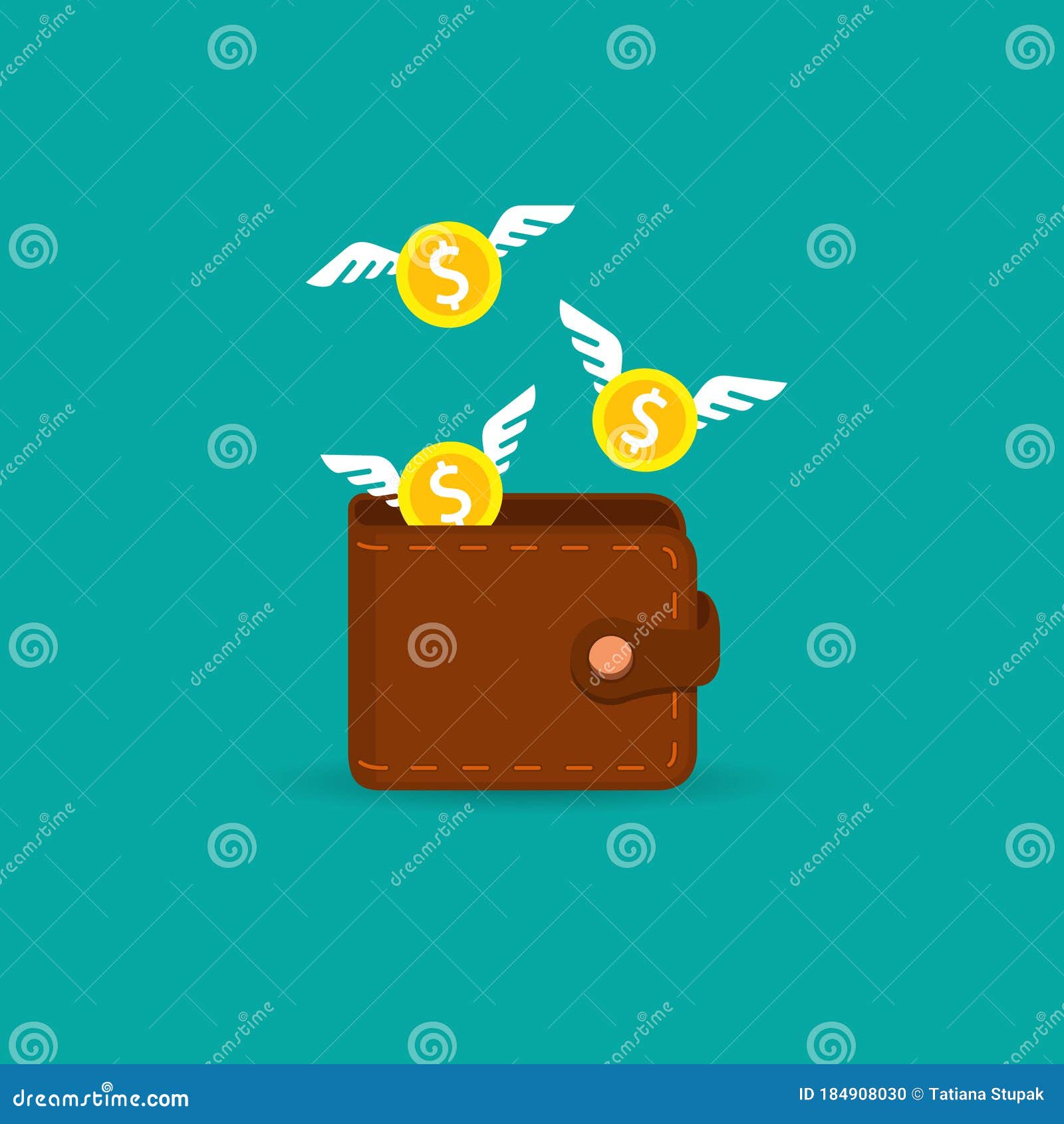 Money Fly Out of the Wallet, Vector Isolated Flat Design Illustration ...