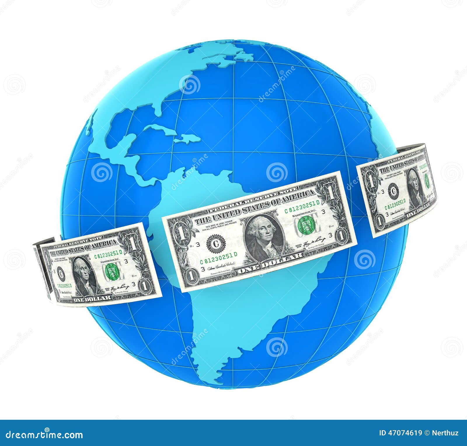 Money Flying Around the World Stock Illustration - Illustration of ...