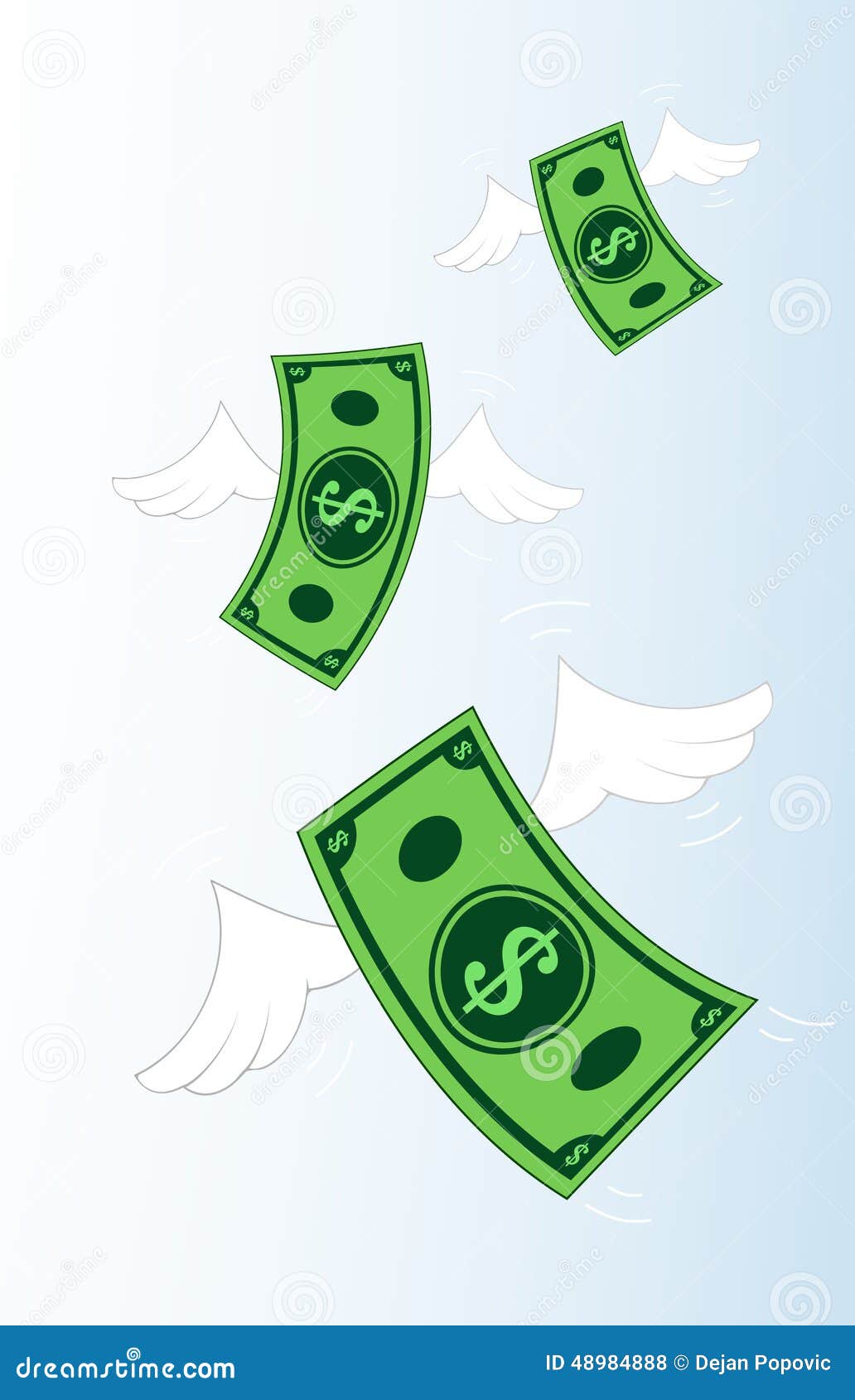 Money flying away stock illustration. Illustration of business - 48984888