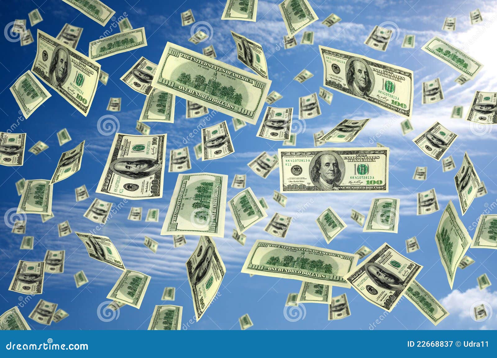United States Dollar Money Flying Cash Dollar Flying