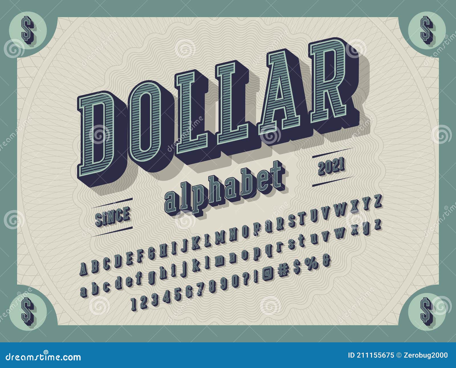 Money font stock vector. Illustration of typography - 211155675