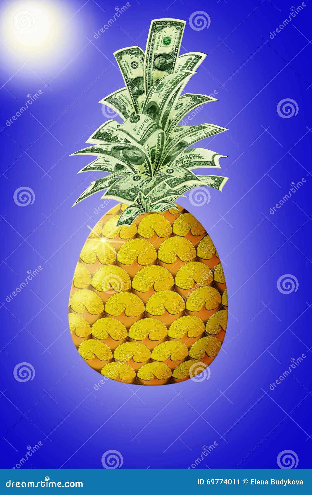 Money in the Form of a Pineapple Stock Illustration - Illustration of ...