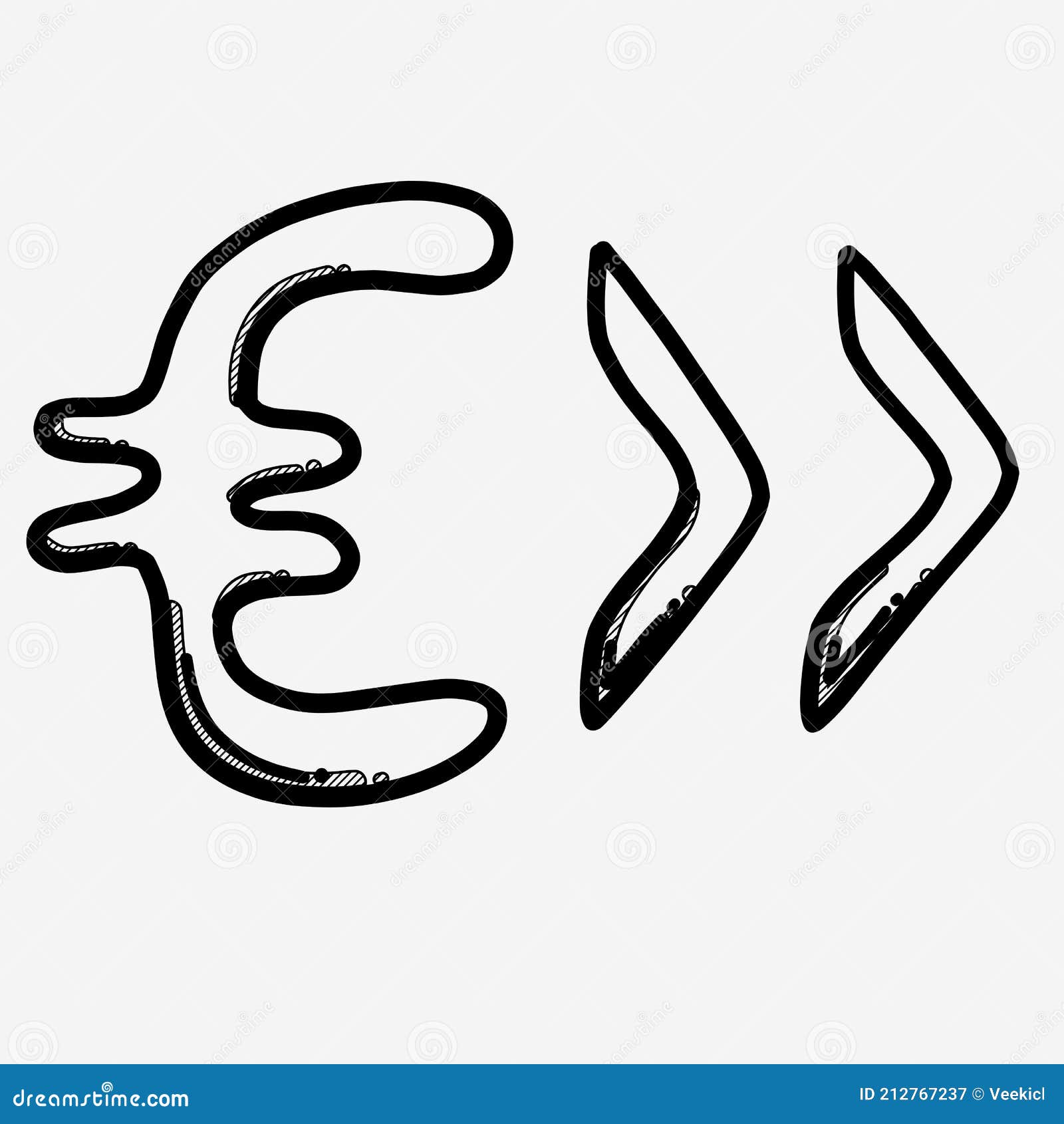 Money Forward Vector Icon. Drawing Sketch Illustration Hand Drawn Line ...