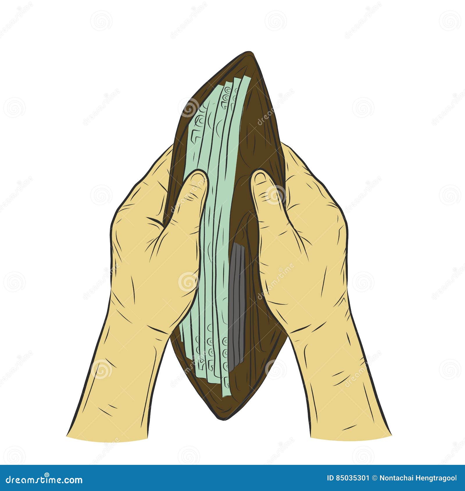 Money full in wallet stock vector. Illustration of empty - 85035301