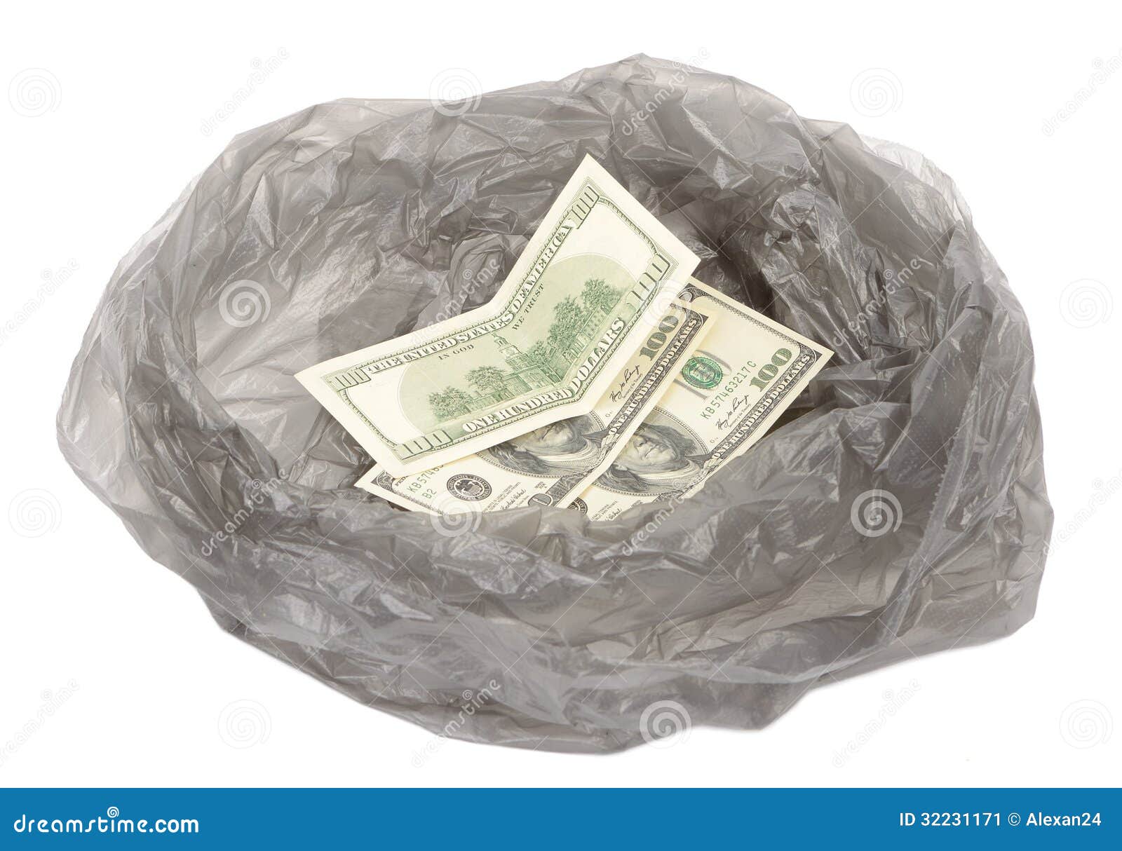 Money in a garbage bag stock image. Image of disposal - 32231171