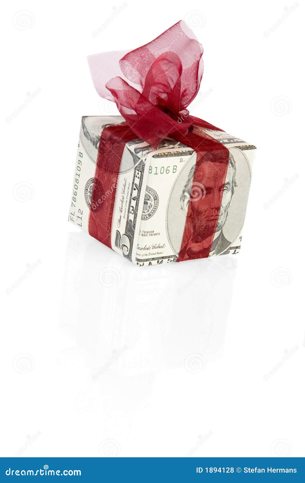 Money gift box of 5 dollar stock photo. Image of dollar - 1894128