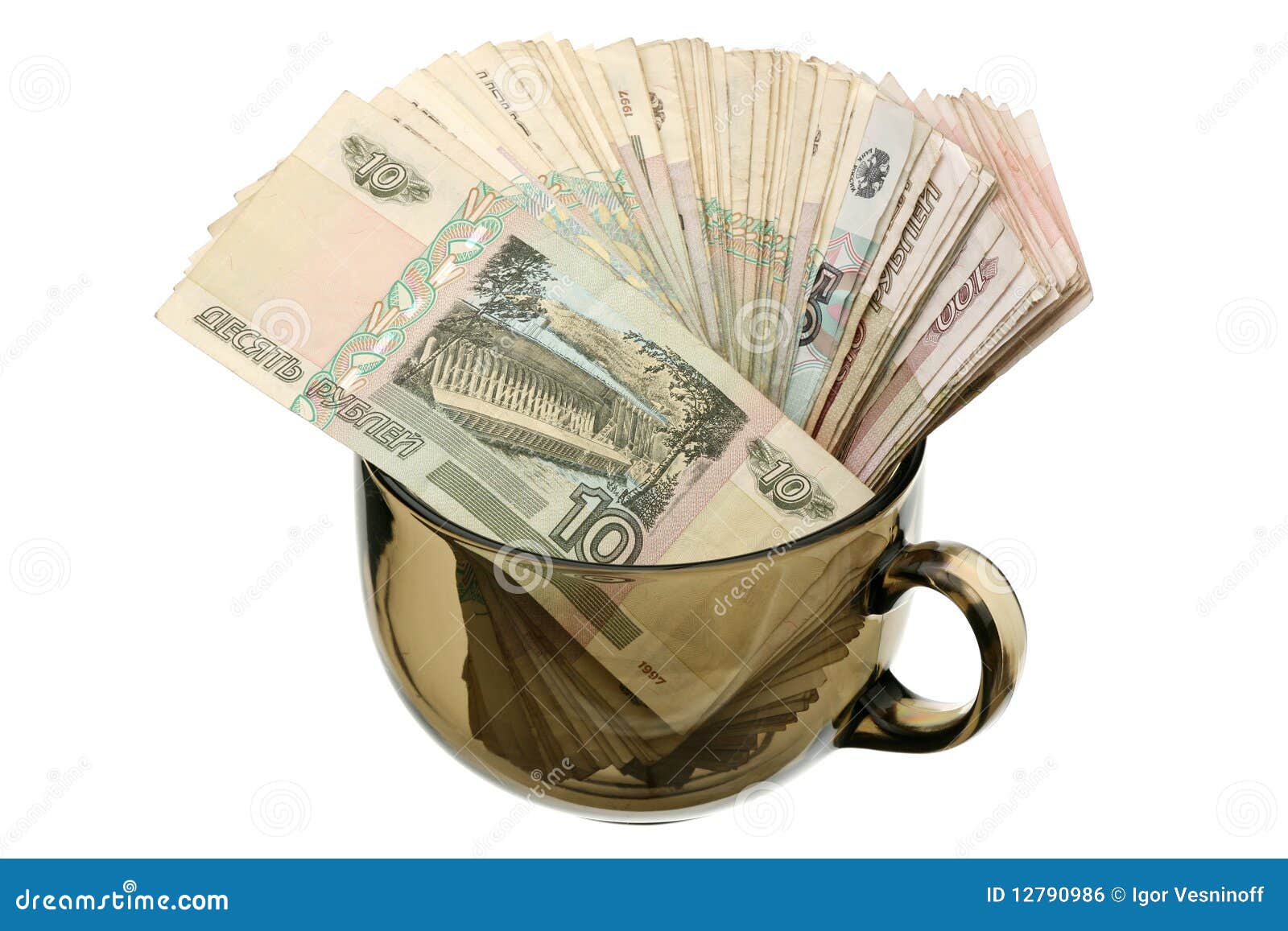 Money in a glass cup stock photo. Image of money, russian - 12790986