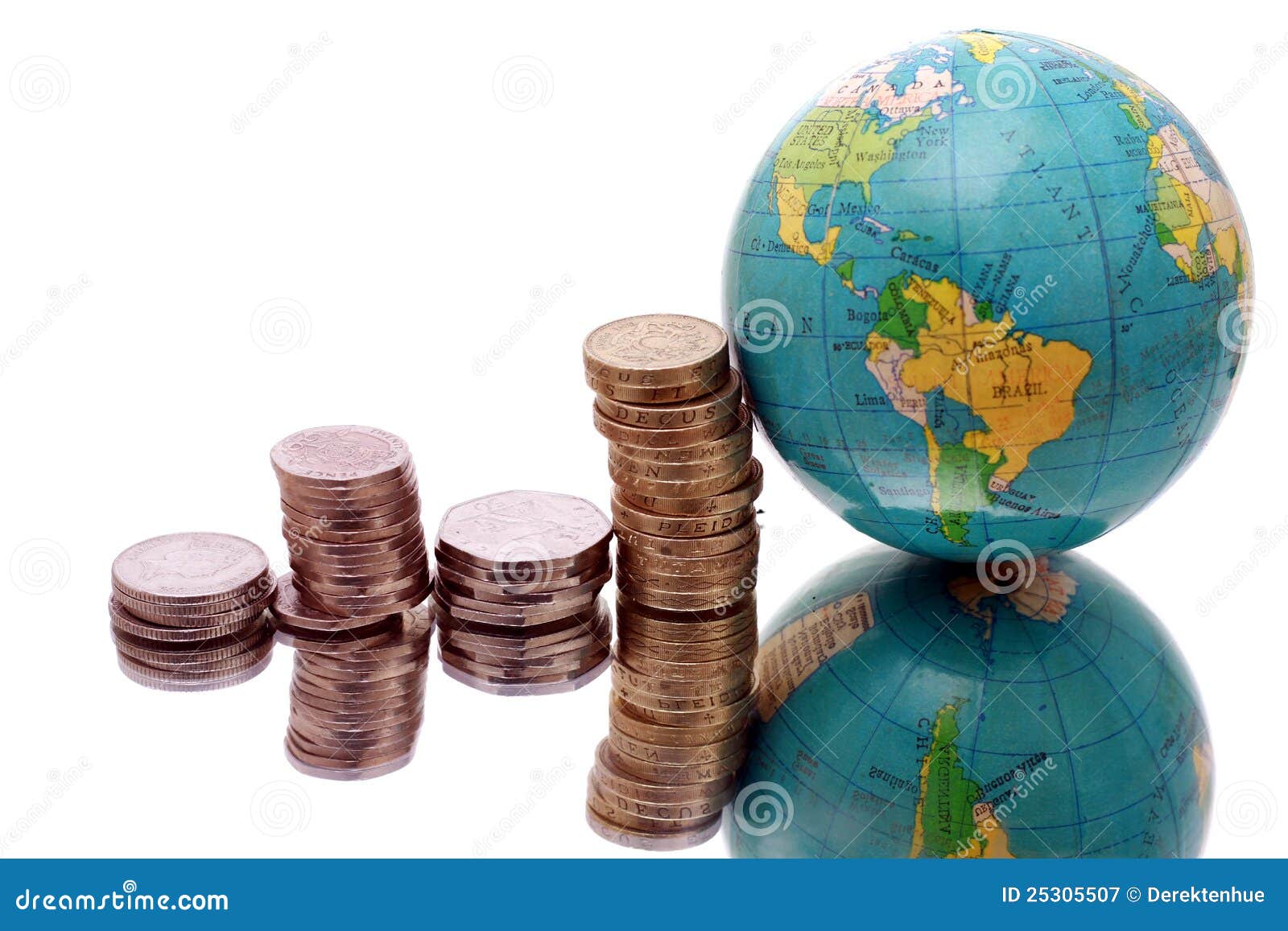 Money and globe stock image. Image of dime, coin, coins - 25305507