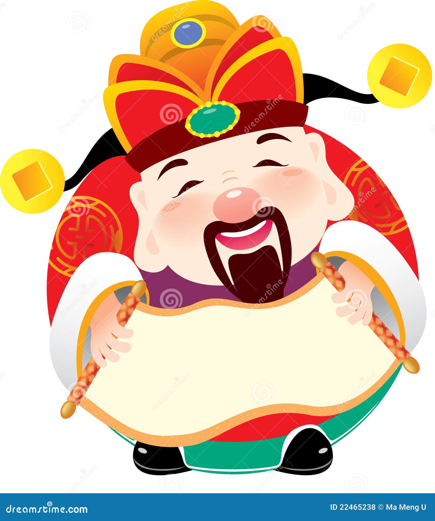 Money God Holding a Blank Scroll Stock Vector - Illustration of ...