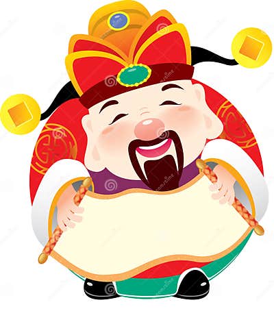 Money God Holding a Blank Scroll Stock Vector - Illustration of ...