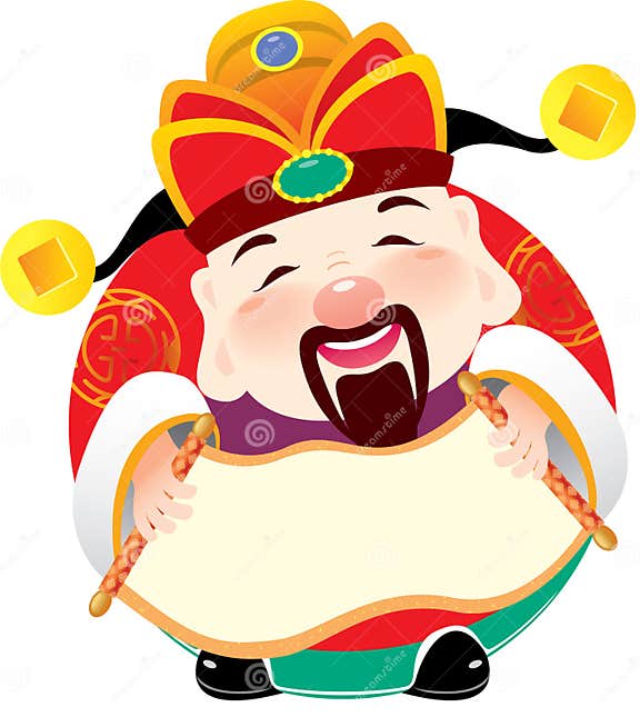 Money God Holding a Blank Scroll Stock Vector - Illustration of ...