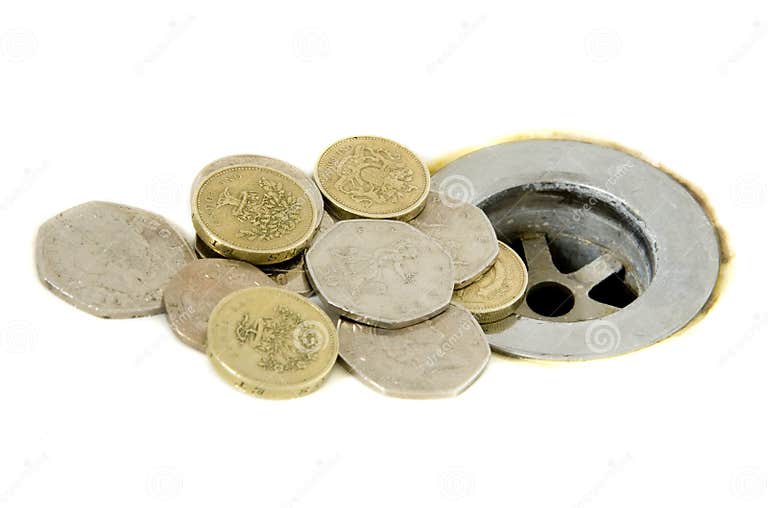 Money going down the drain stock photo. Image of pounds - 11888636