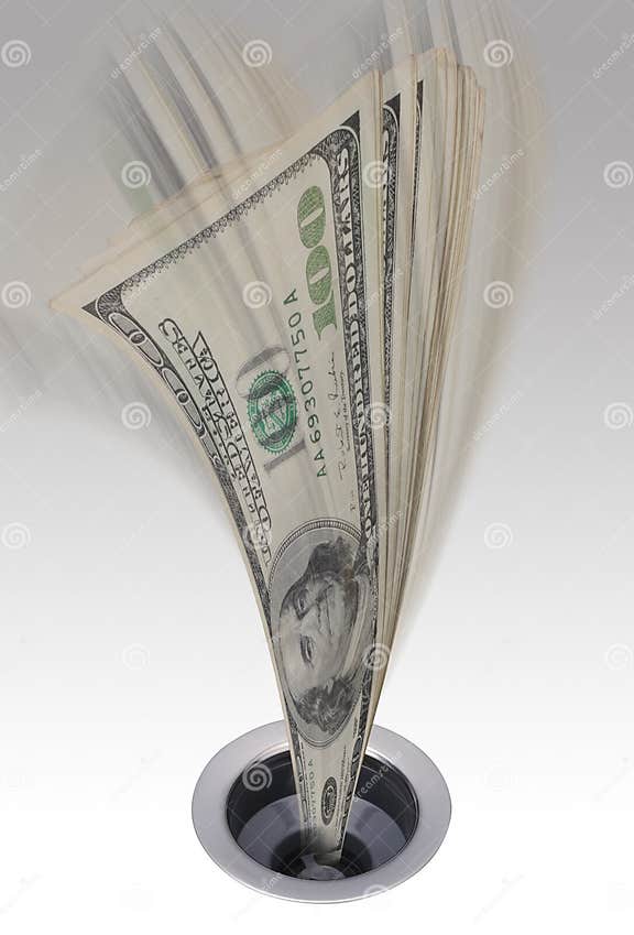 Money going down the drain stock illustration. Illustration of money ...