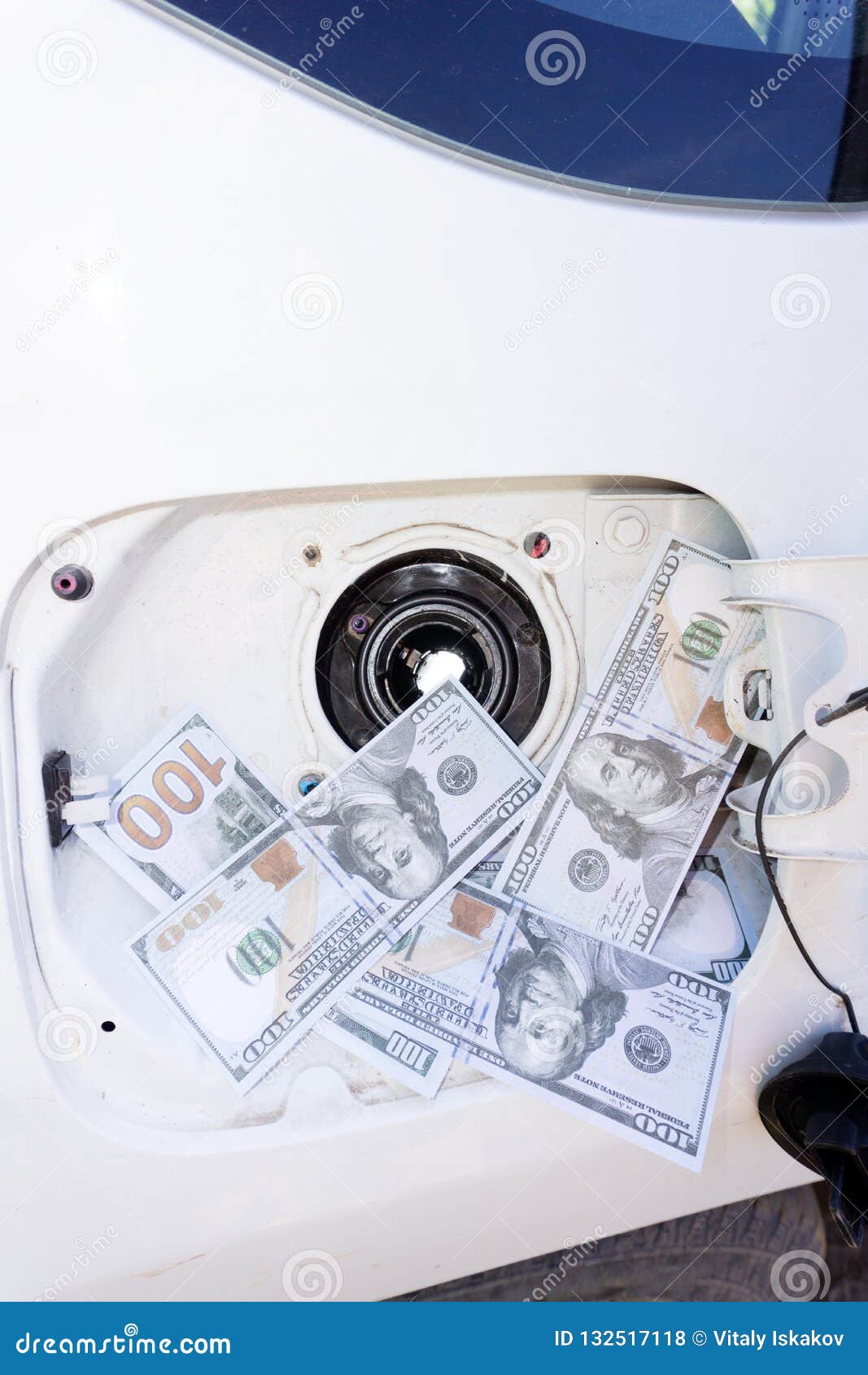 Money Going Down the Gas Tank Hundred Stock Photo - Image of fossil ...