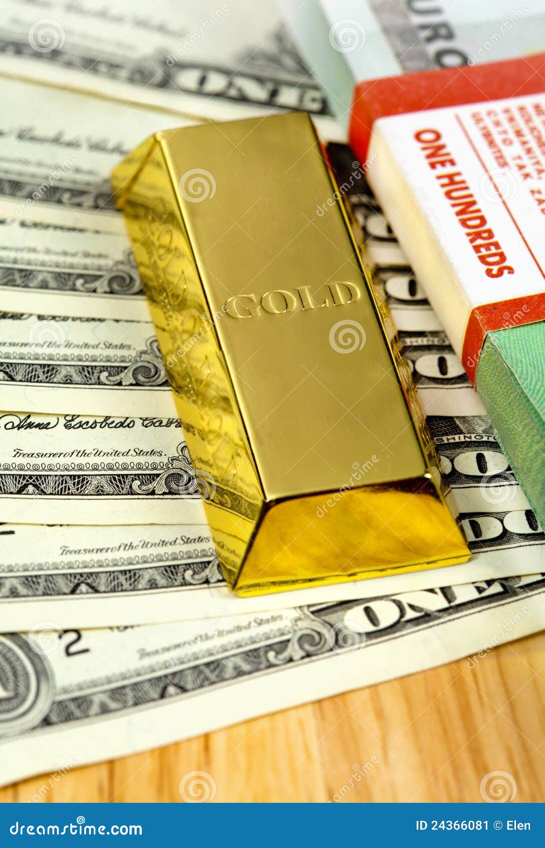 Money and gold bullion stock image. Image of metal, economy - 24366081