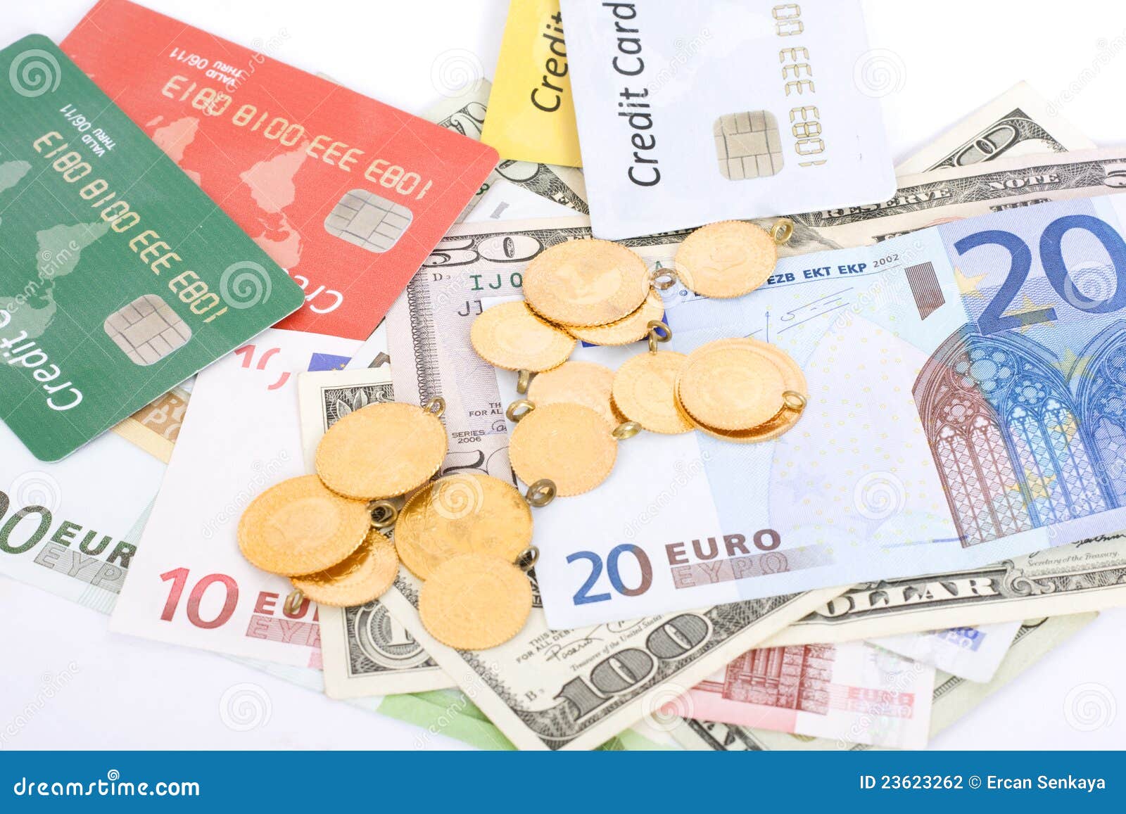Money,gold and Credit Cards Stock Photo - Image of euro, commerce: 23623262