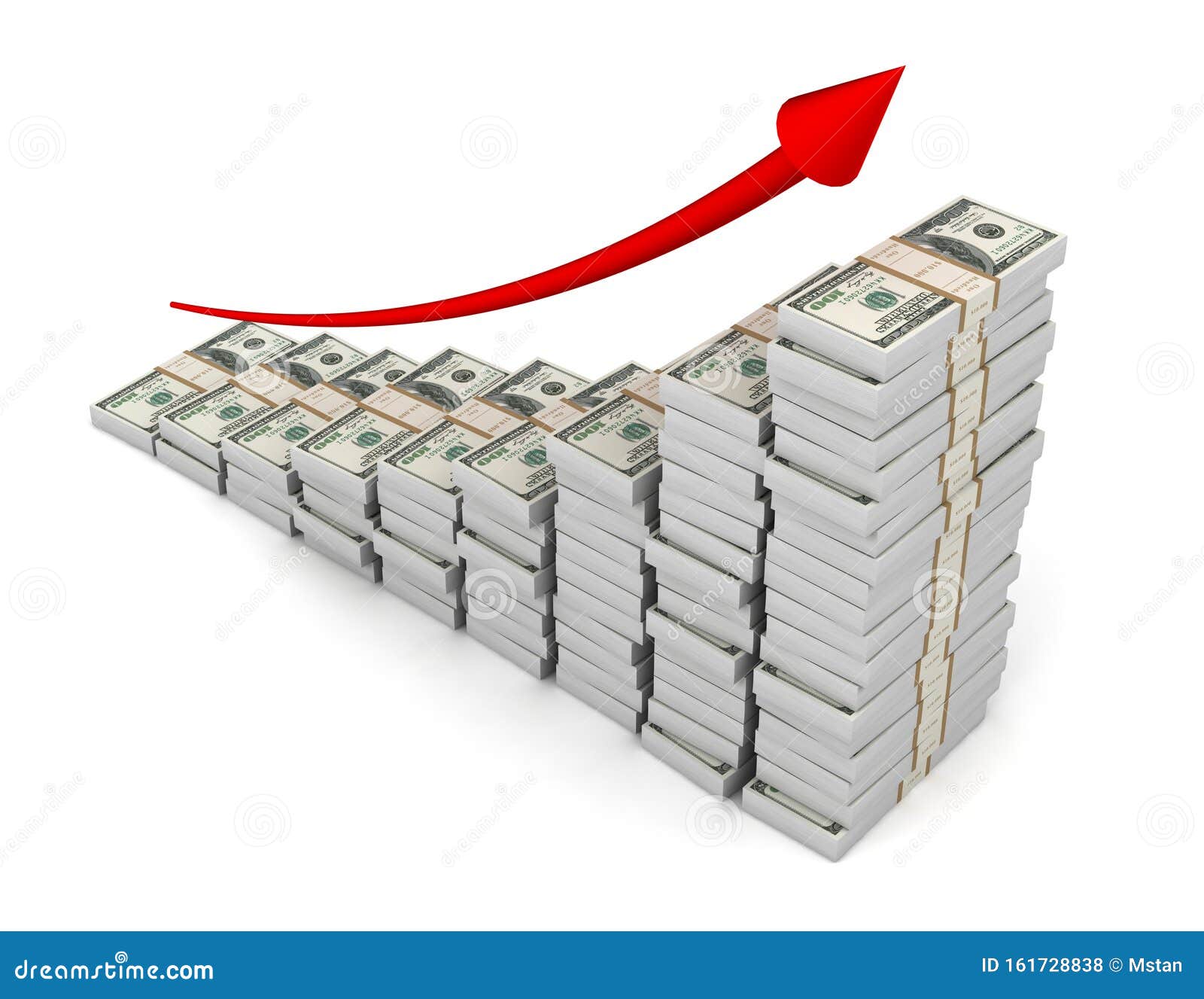 Money Graph 3d Illustration Isolated on White Background Stock ...
