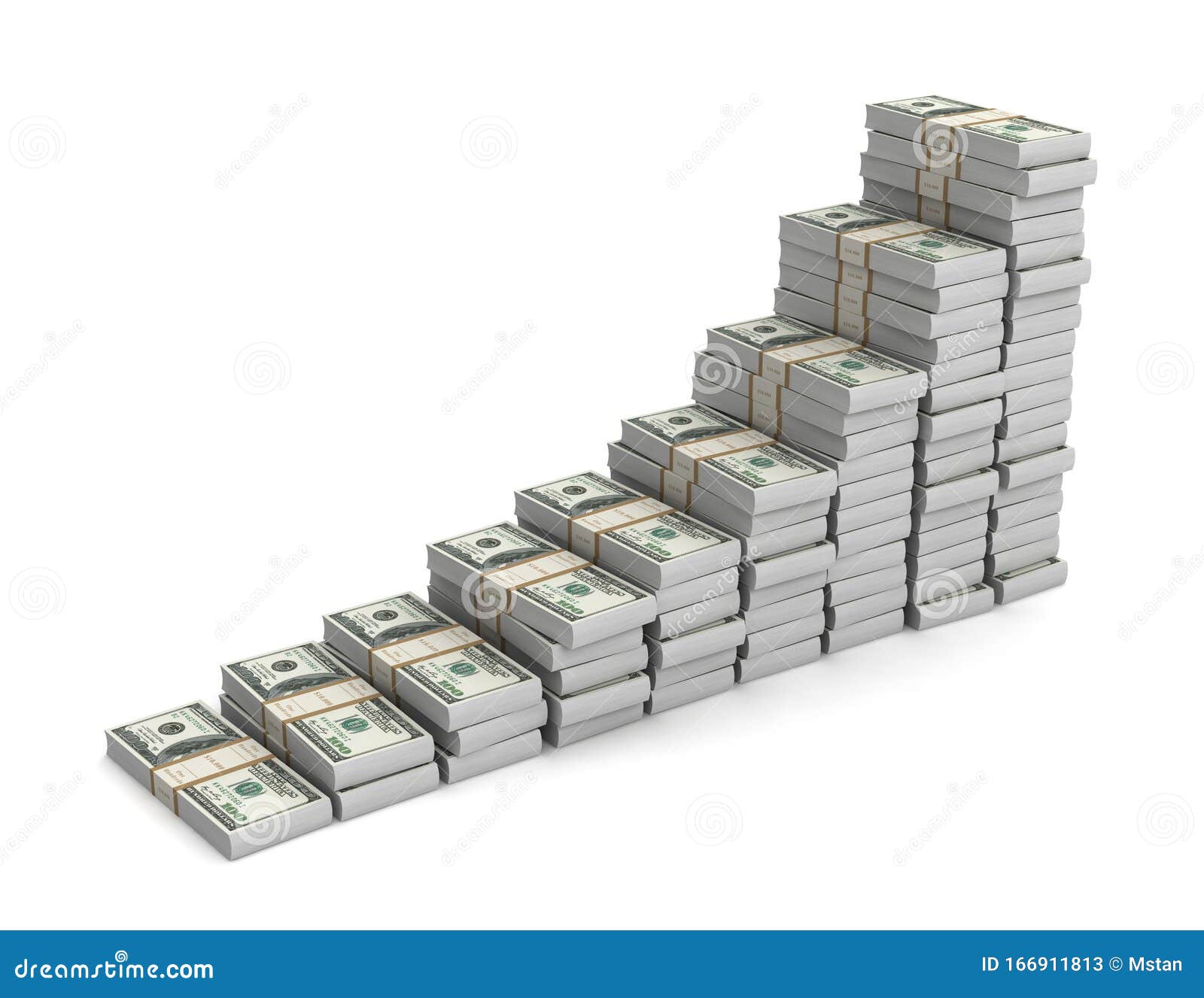 Money Graph 3d Illustration Isolated on White Background Stock ...