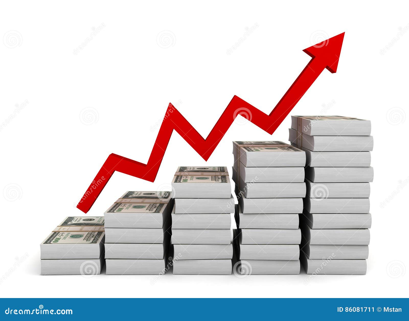 Money Graph 3d Illustration Isolated on White Background Stock ...