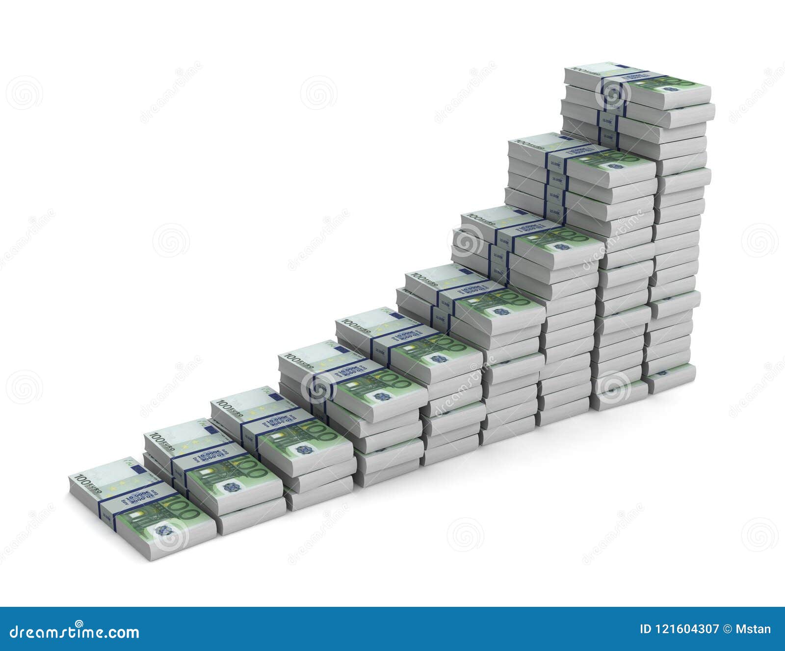 Money Graph 3d Illustration Isolated on White Background Stock ...