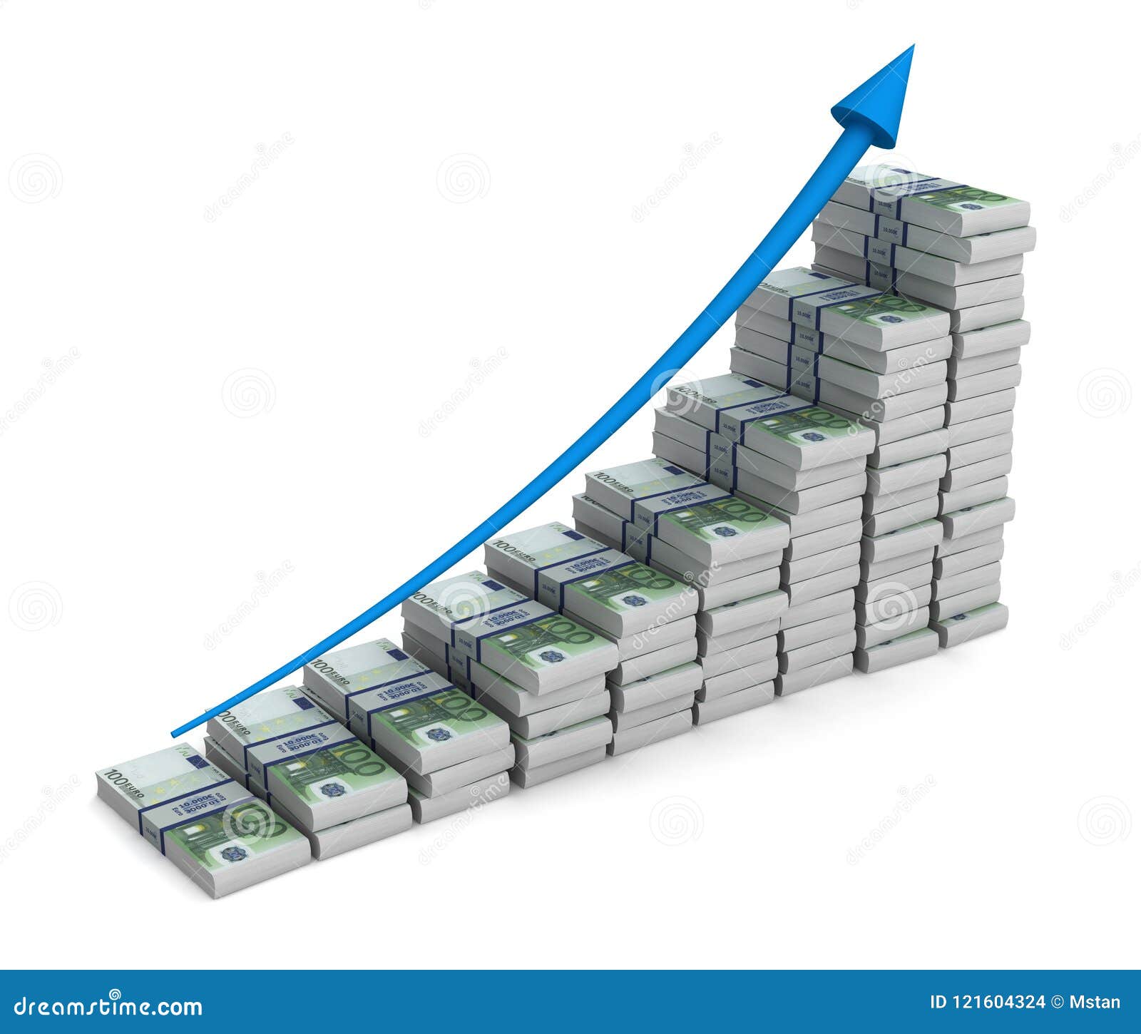 Money Graph 3d Illustration Isolated on White Background Stock ...