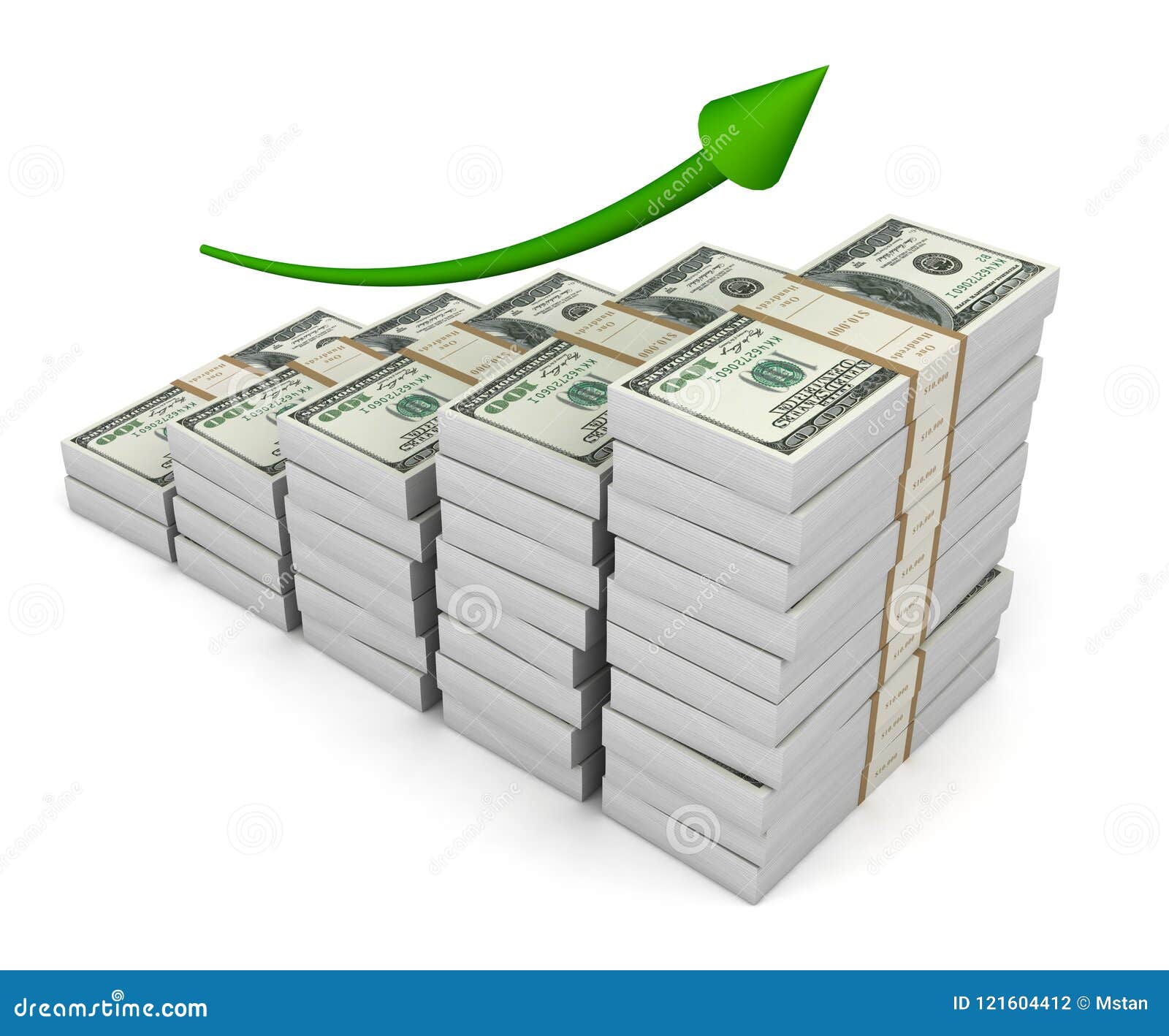 Money Graph 3d Illustration Isolated on White Background Stock ...