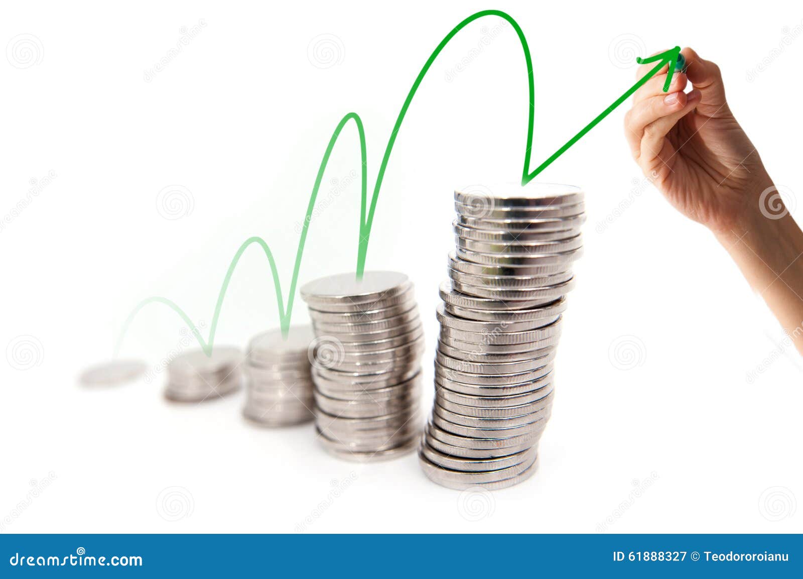 Money graph evolution stock image. Image of coins, green - 61888327