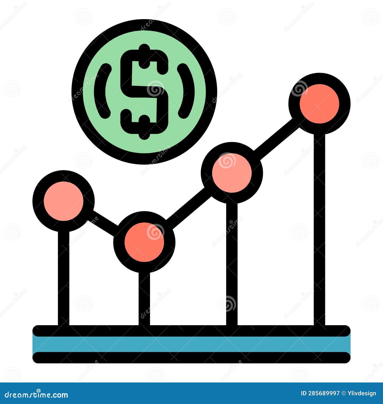 Money Graph Icon Vector Flat Stock Illustration - Illustration of relax ...
