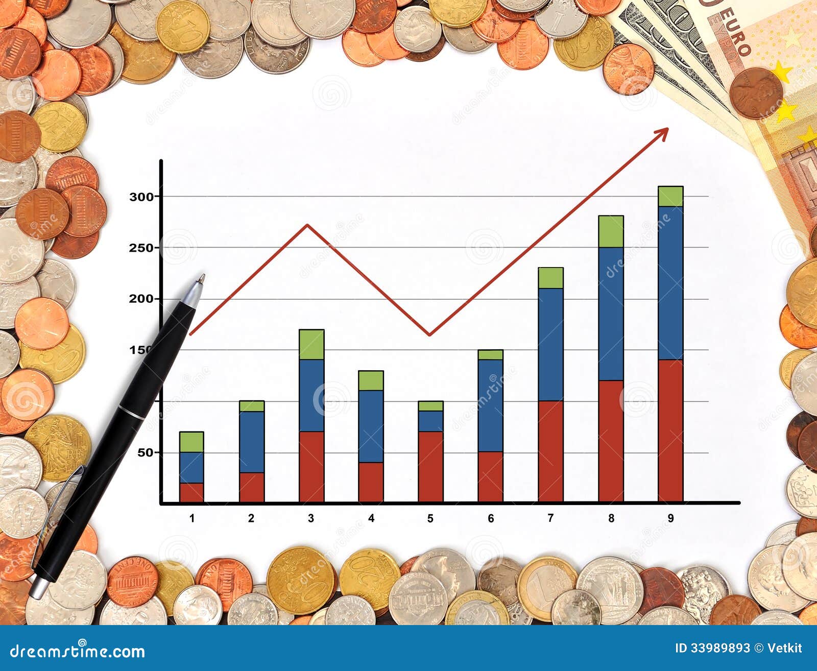 Money and graph stock image. Image of money, communication - 33989893