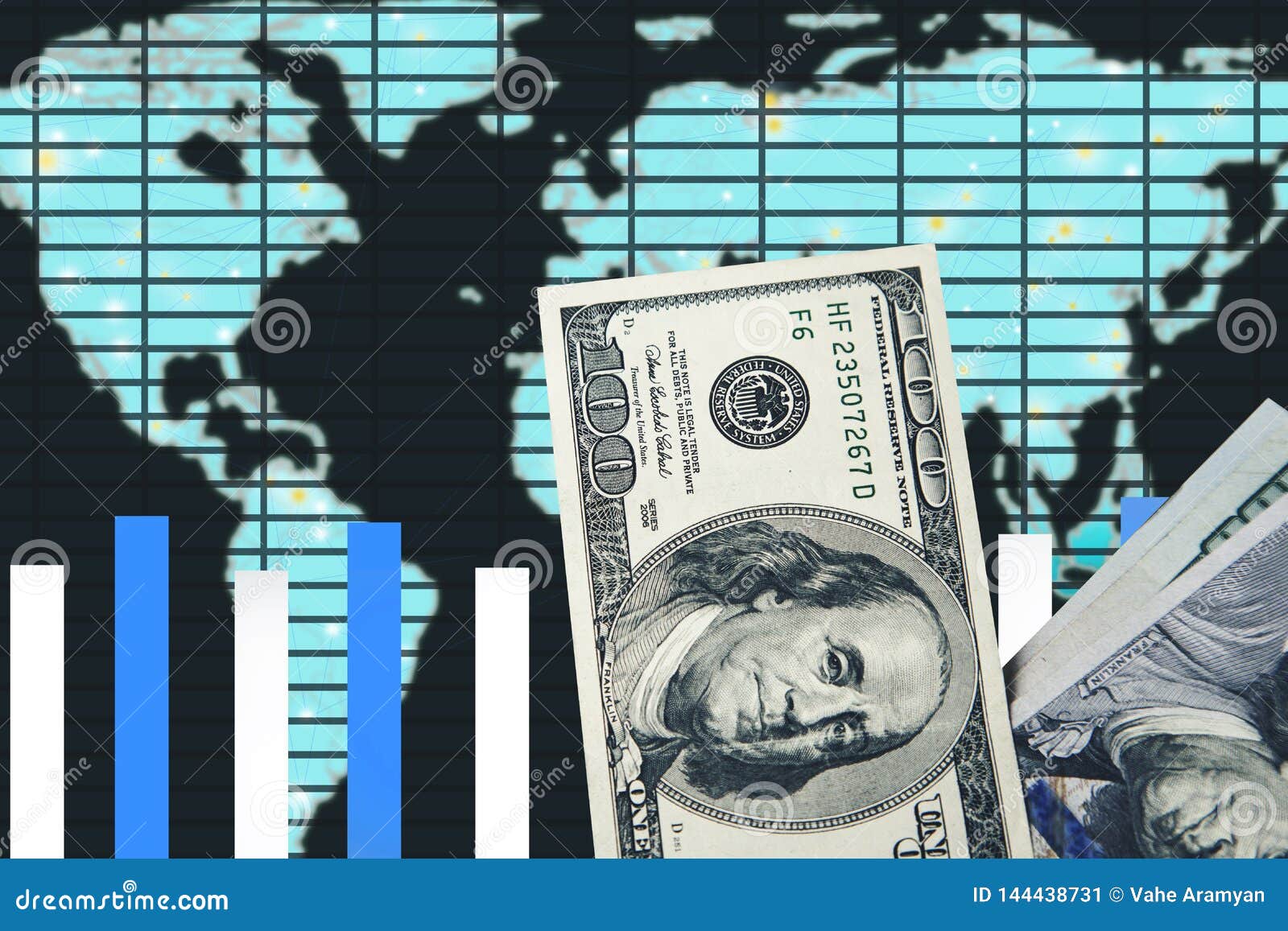 Money on graph in screen stock image. Image of money - 144438731