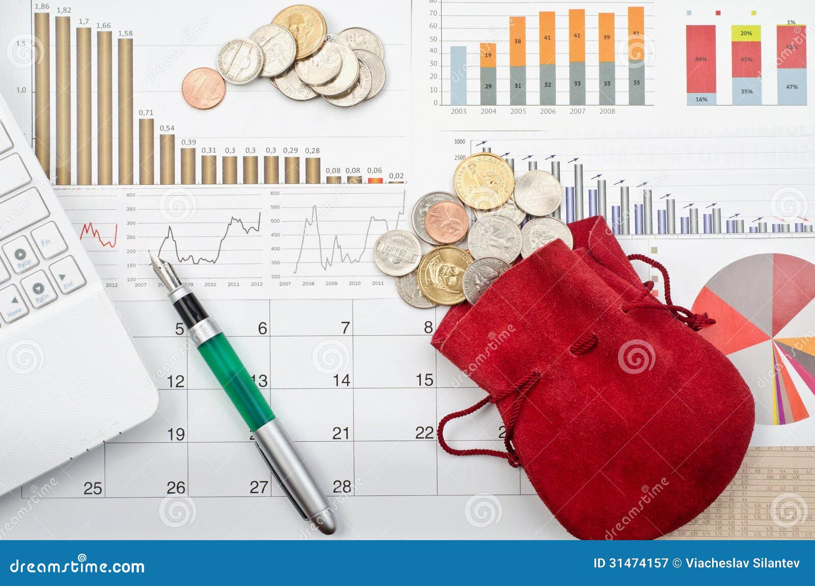 Money and graphs stock image. Image of coins, banking - 31474157