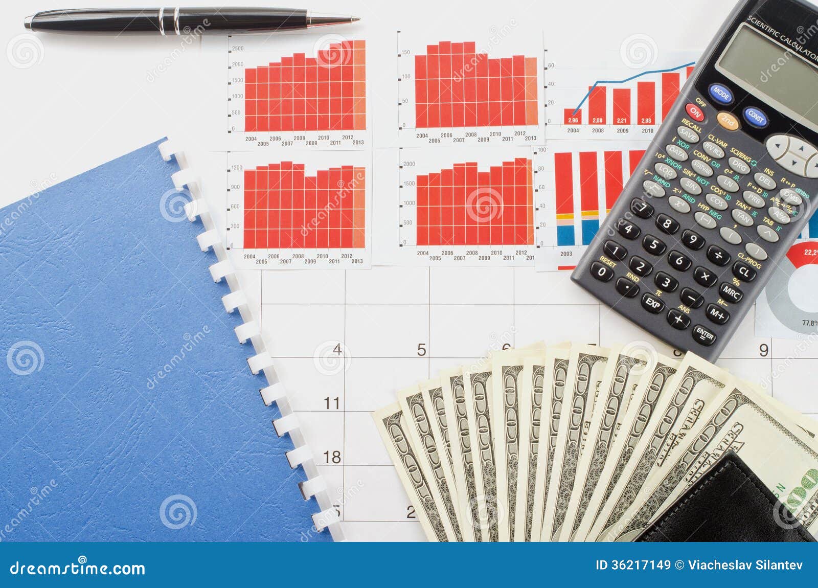 Money and graphs stock image. Image of income, calculator - 36217149