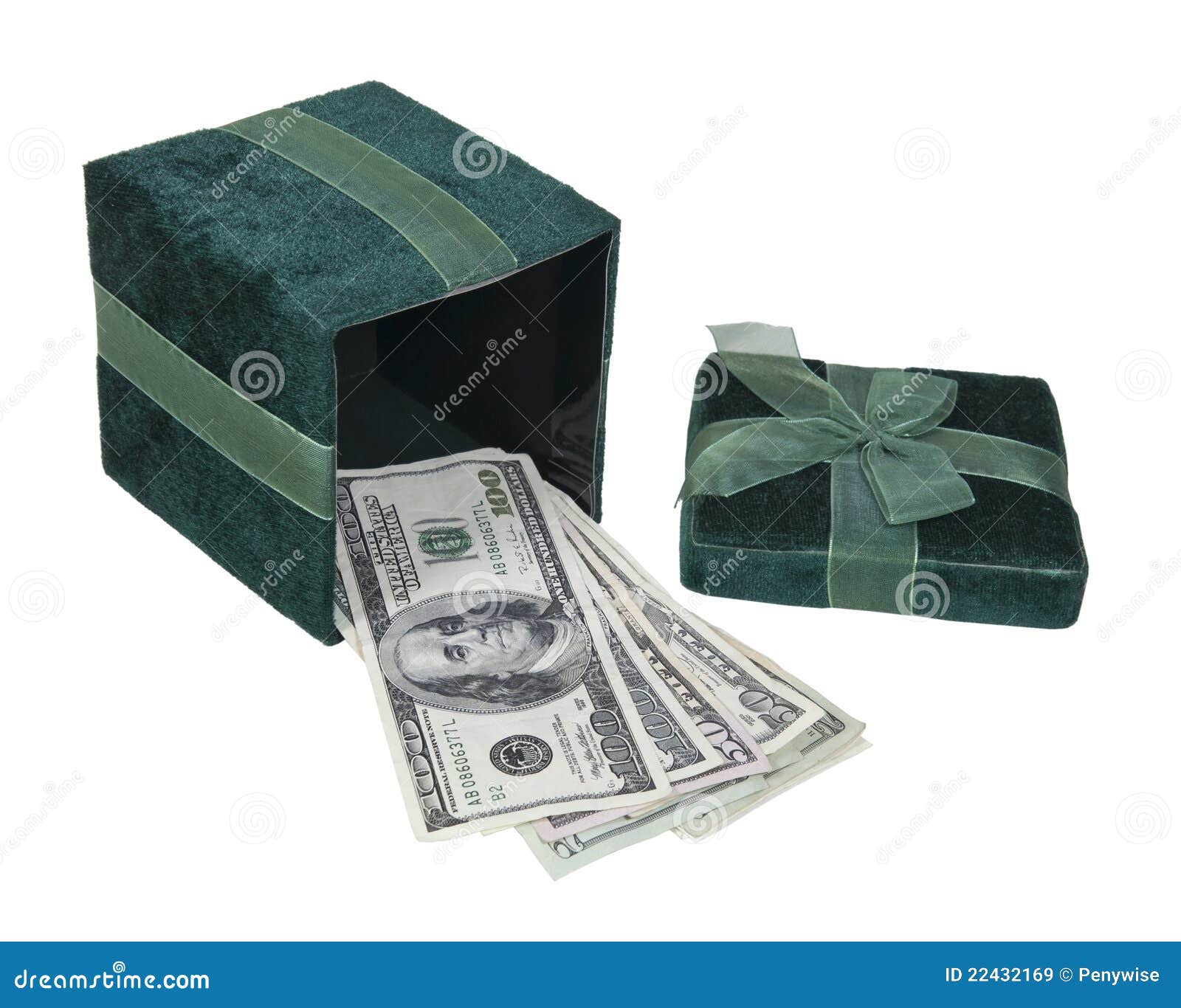Money in a Green Gift Box stock image. Image of riches - 22432169