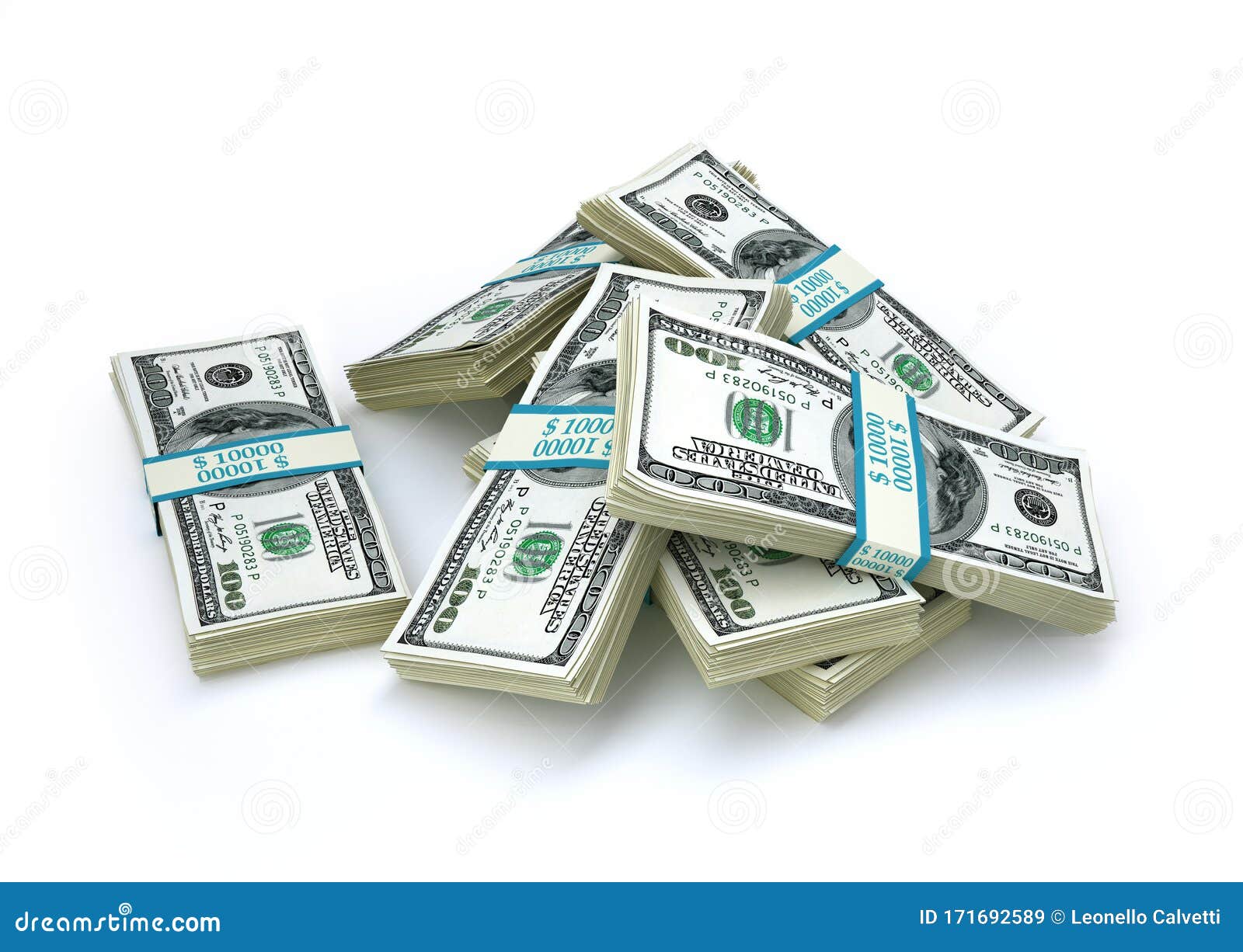 Money. Group of Few Wads of 100 USD Banknotes Stock Illustration ...