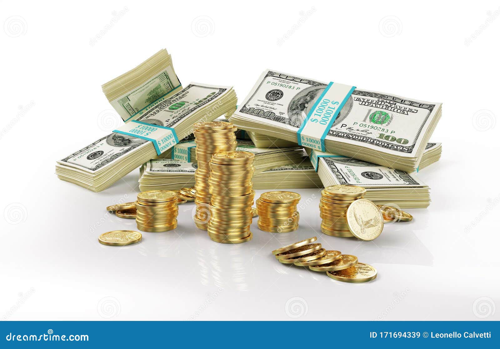 Money. Group Of 100 USD Banknotes Wads And Gold Dollar Coins Stock ... Money. Group Of 100 USD Banknotes Wads And Gold Dollar Coins Stock ...