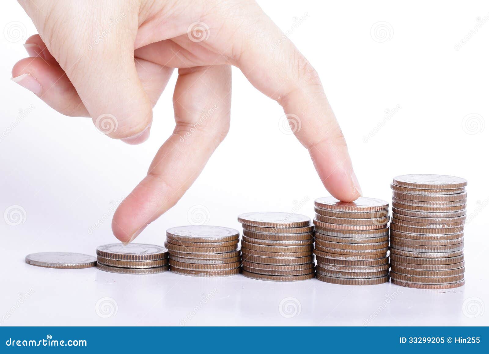 Money Growing Concept with Finger Go Up on Stack Coin Stock Image ...