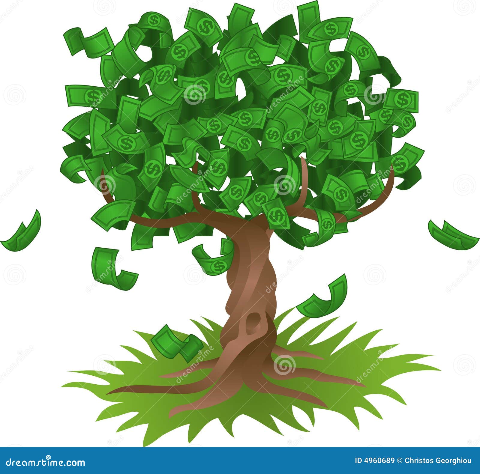 Money growing on tree stock vector. Illustration of leaves - 4960689