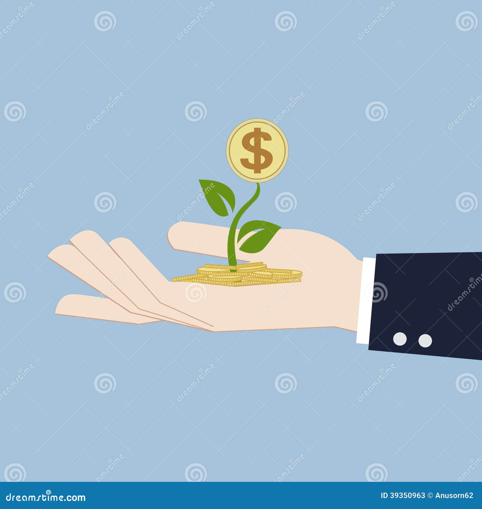 Money Growth in Hand Investment Concept Stock Vector - Illustration of ...