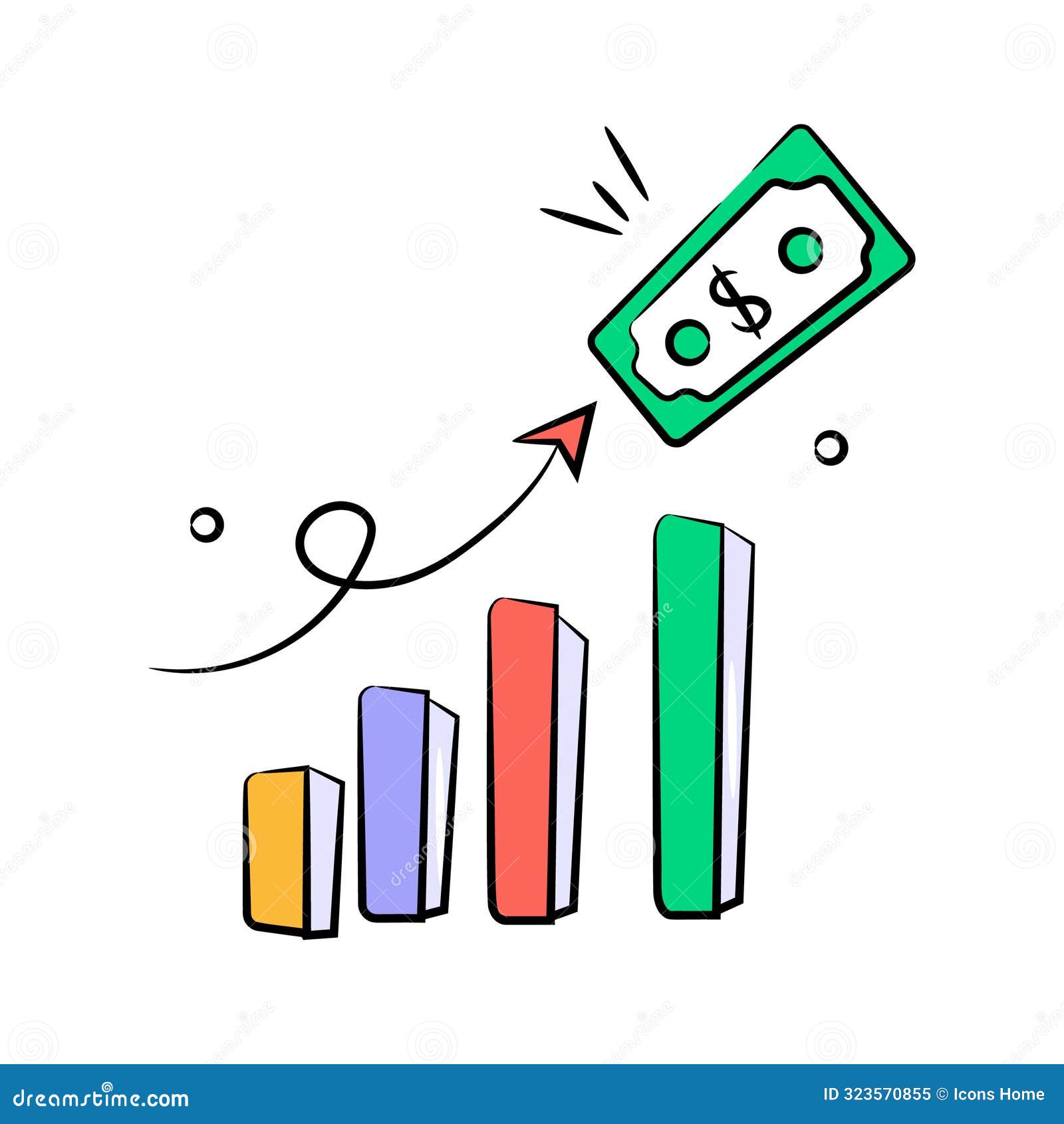 Money Growth Vector Design in Modern Doodle Stylee Stock Vector ...