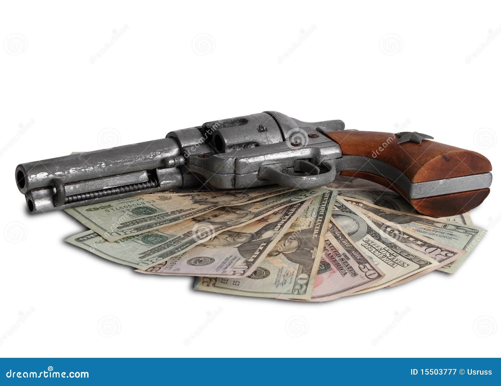 Money and a Gun on Wild West Stock Image - Image of wealth, large: 15503777