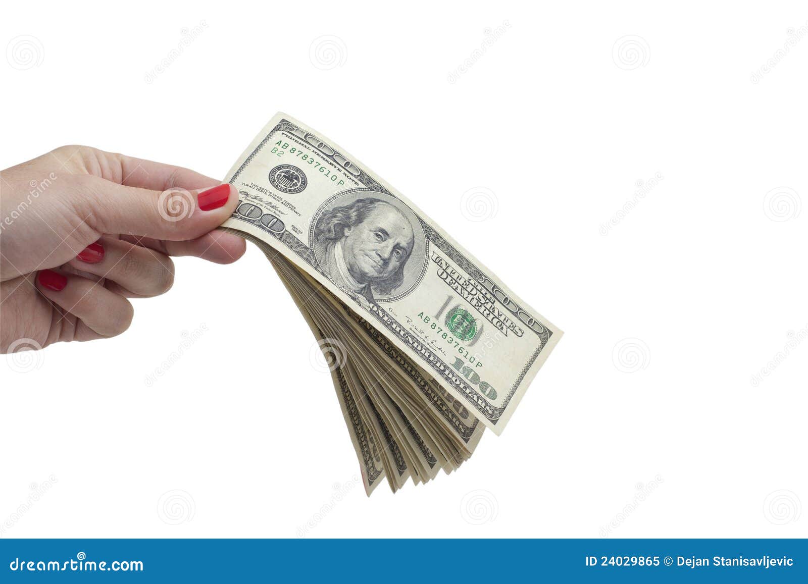 Money In Hand, Banknote In Hand. Hand Holding One Dollar Banknote On ...