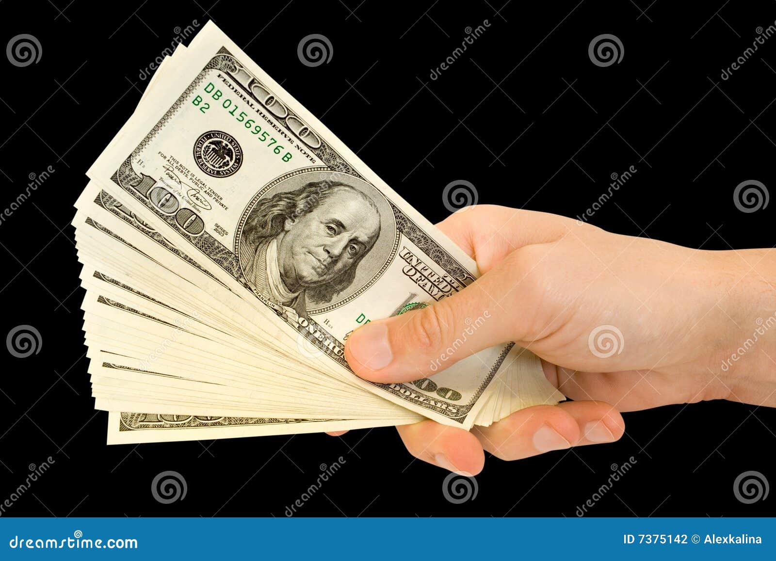 Money In Hand, Banknote In Hand. Hand Holding One Dollar Banknote On ...
