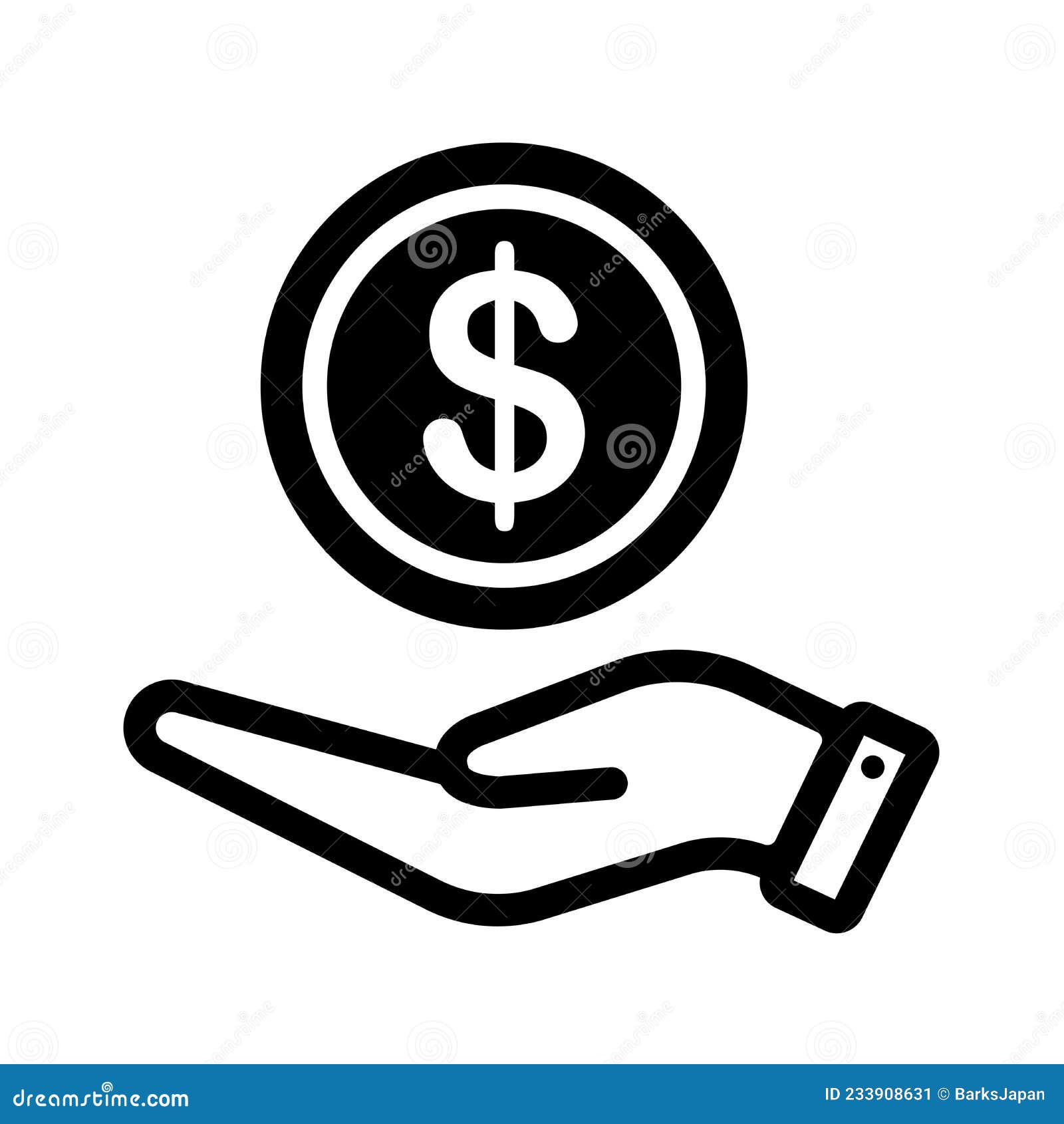 Money on Hand Dollar Mark Vector Icon Illustration Stock Vector ...