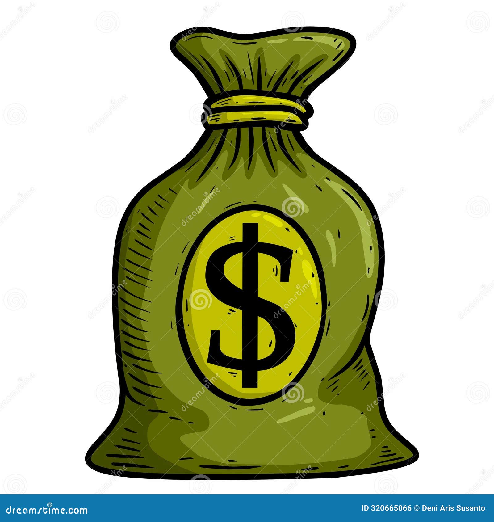 Money Hand Drawn Dollar Sack, Money Bag Sketch Stock Illustration ...
