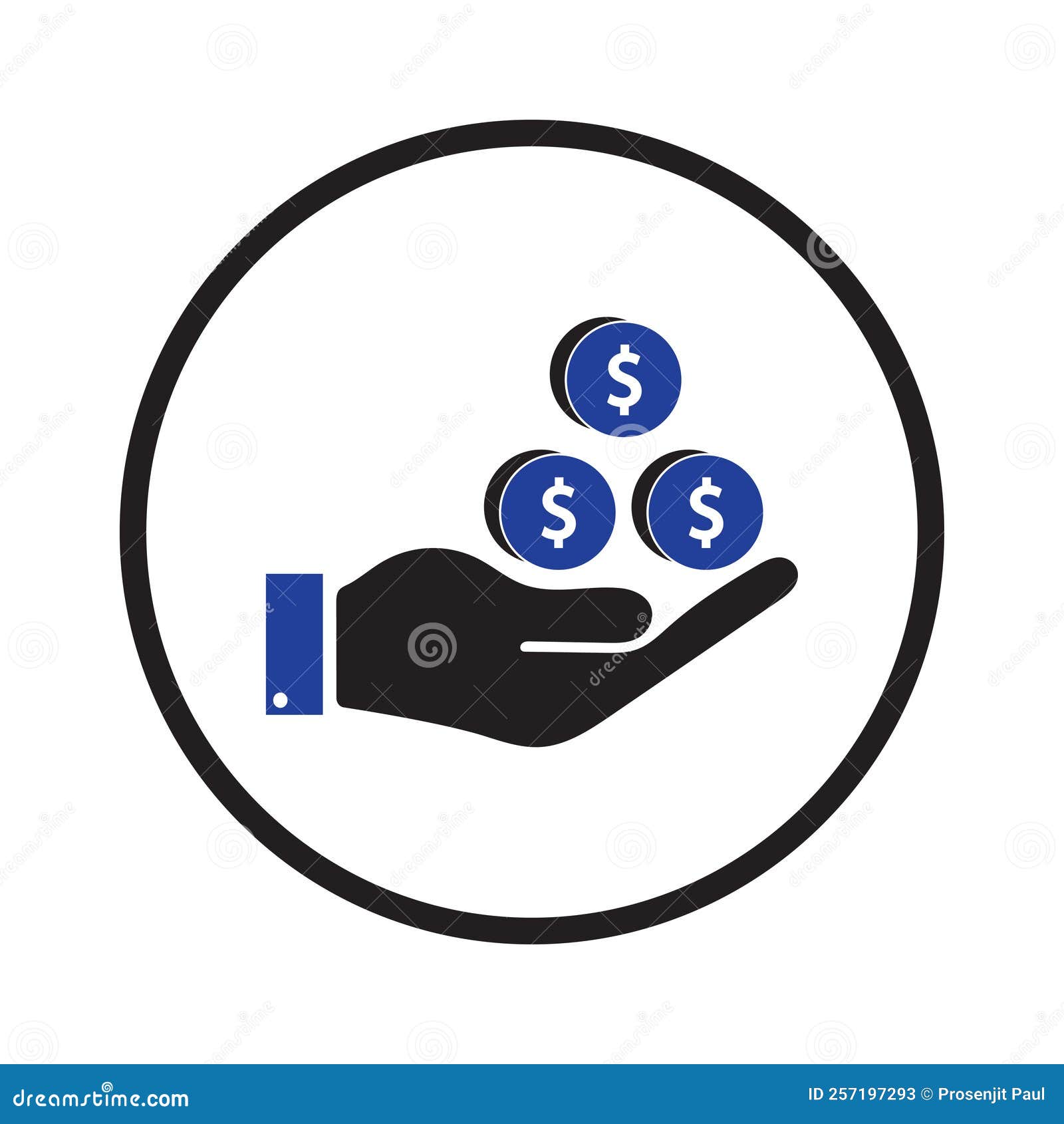 Money on hand icon stock vector. Illustration of business - 257197293