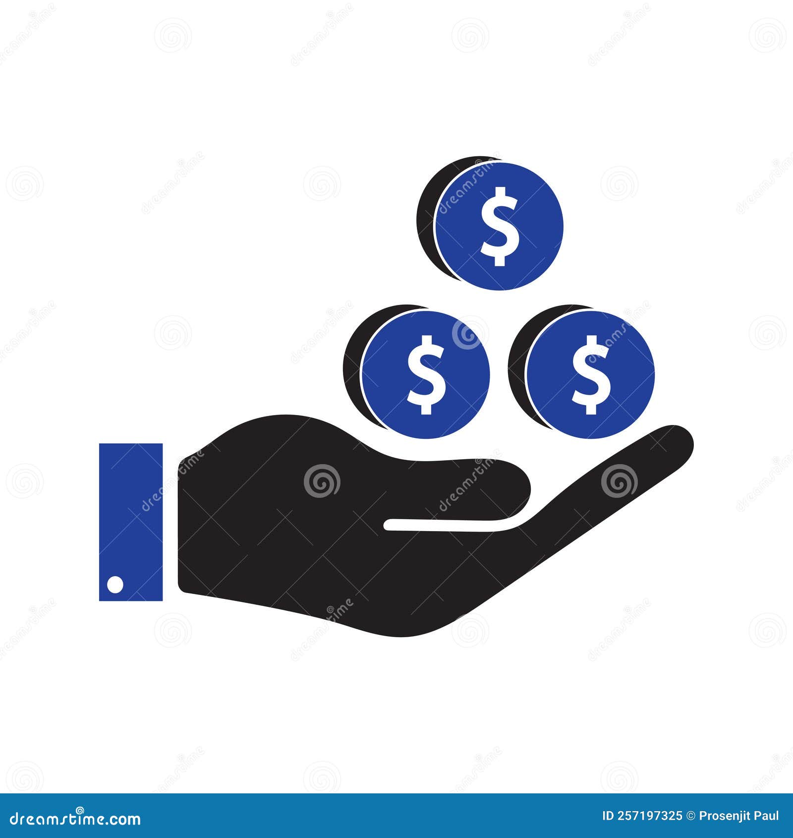 Money on hand icon stock vector. Illustration of symbol - 257197325