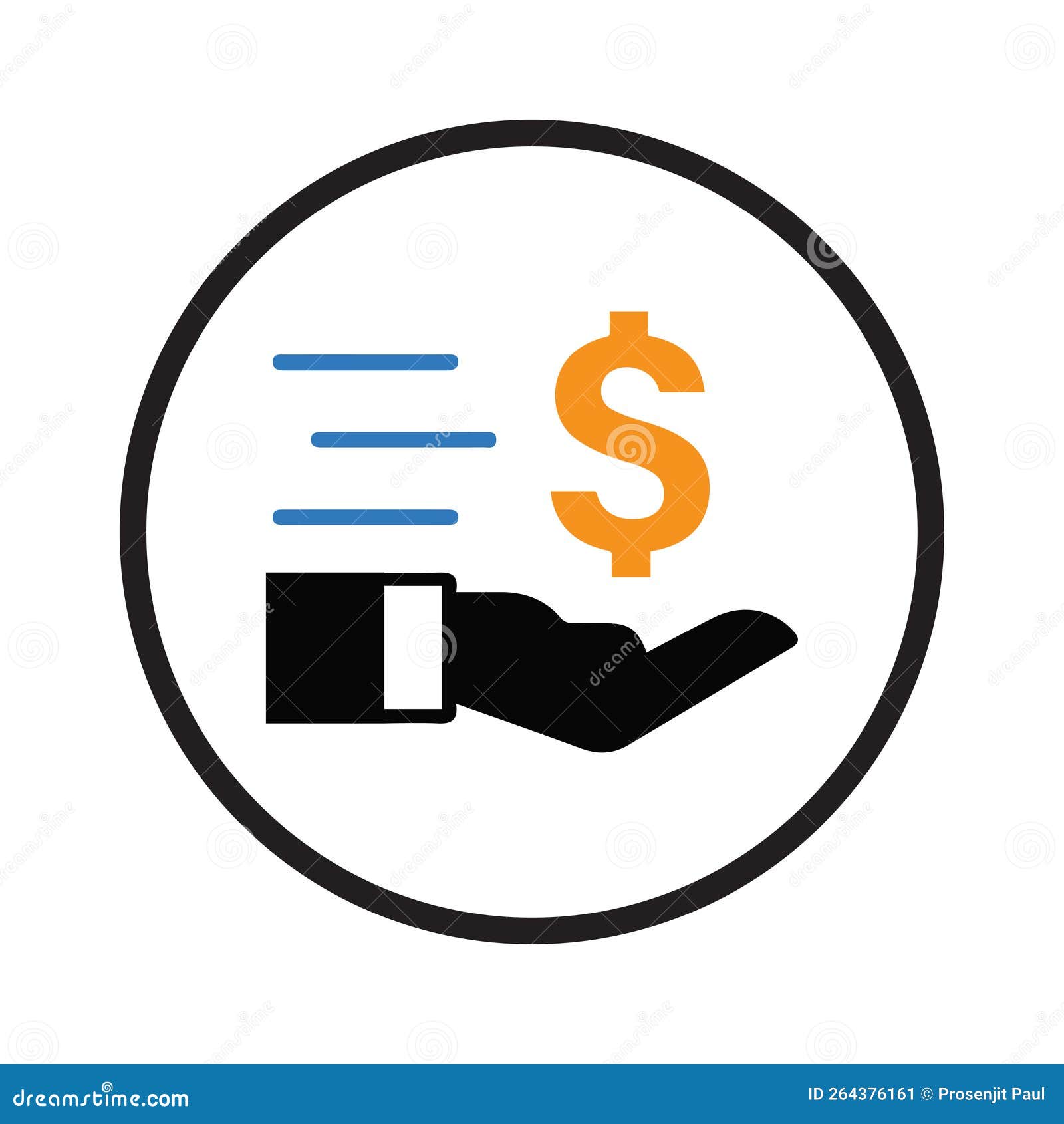 Money on hand icon stock vector. Illustration of coin - 264376161