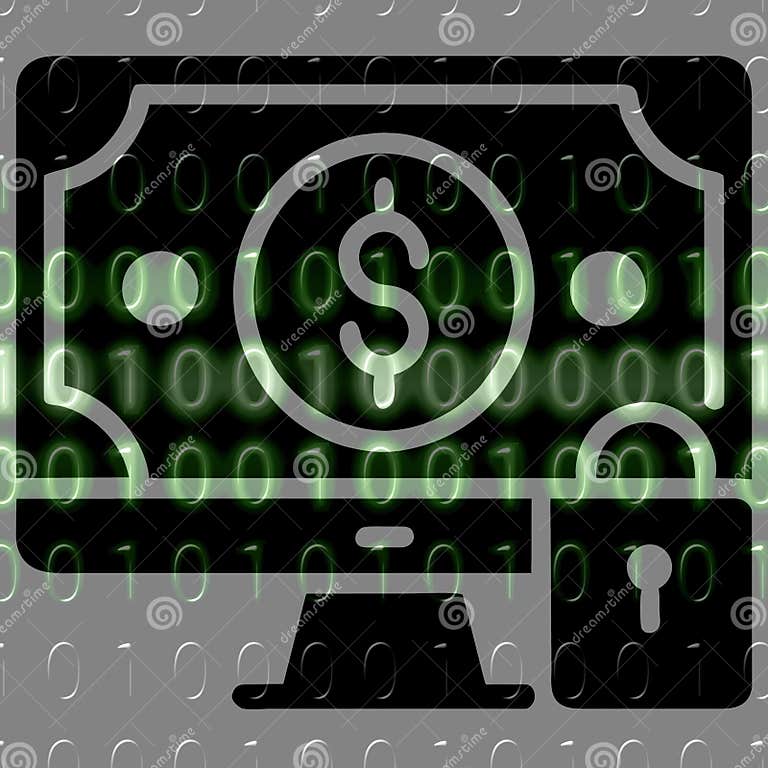 Computer Screen with Dollar Banknote and Binary Code. Stock ...